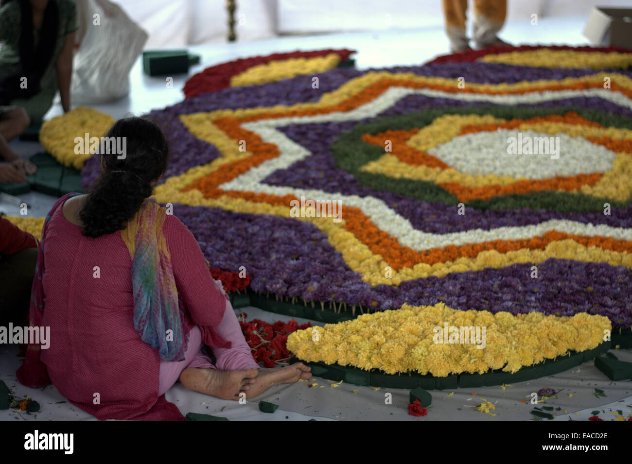 Onam pookalam floral design in kerala hi-res stock photography and ...