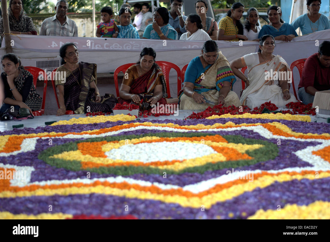 Onam pookalam floral design in kerala hi-res stock photography and ...