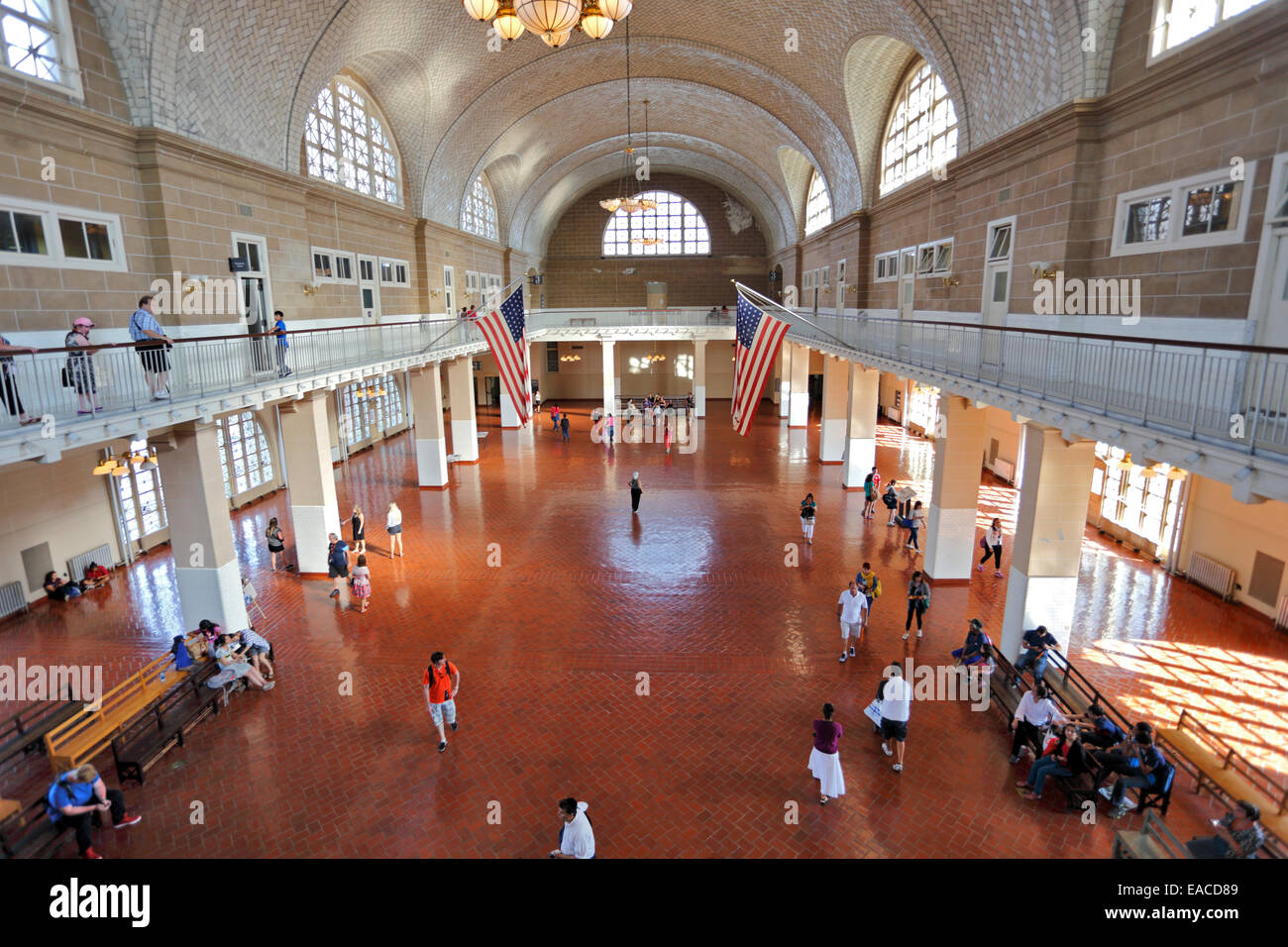 The Great Hall inside Historic Ellis Island Immigration Center and ...