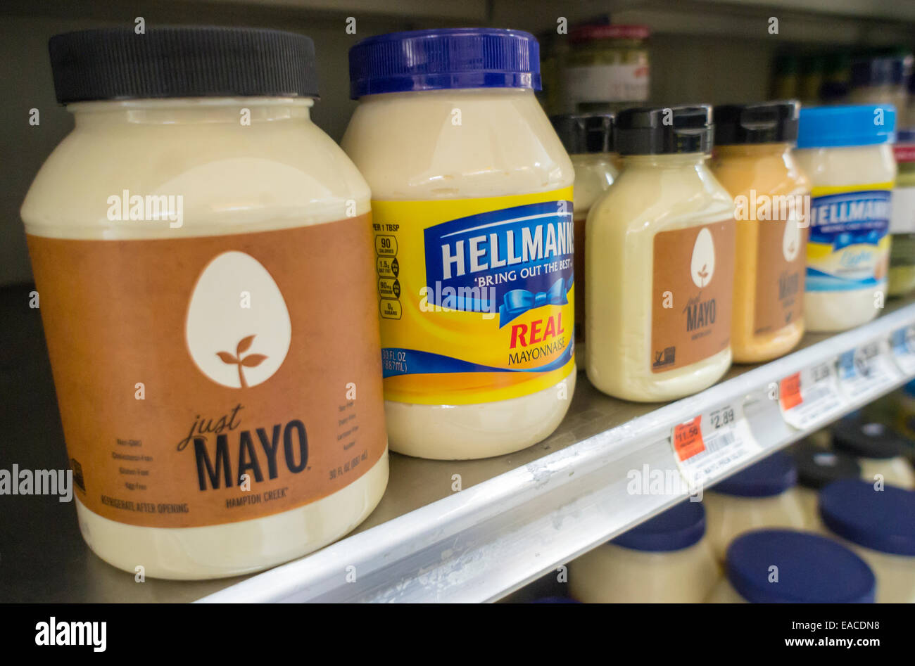 Jars of Just Mayo by Hampton Creek and Hellman's Real Mayonnaise by ...