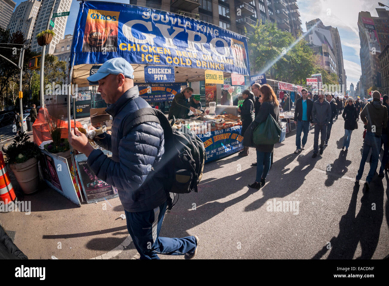 Gyros and other foods for sale at a street fair in the Union Square ...
