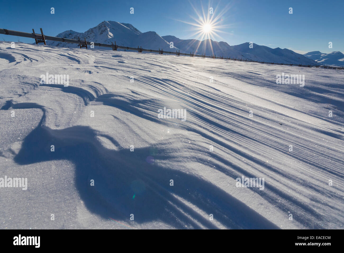 Trans Alaska pipeline traverses the tundra in the Brooks Range ...