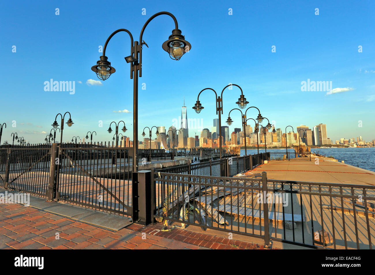 View of lower Manhattan and Freedom Tower from Liberty State Park ...