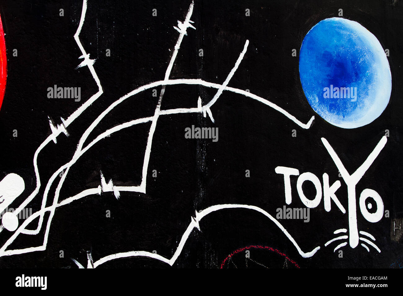 Berlin Wall Graffiti Tokyo barbed wire black Stock Photo - Alamy