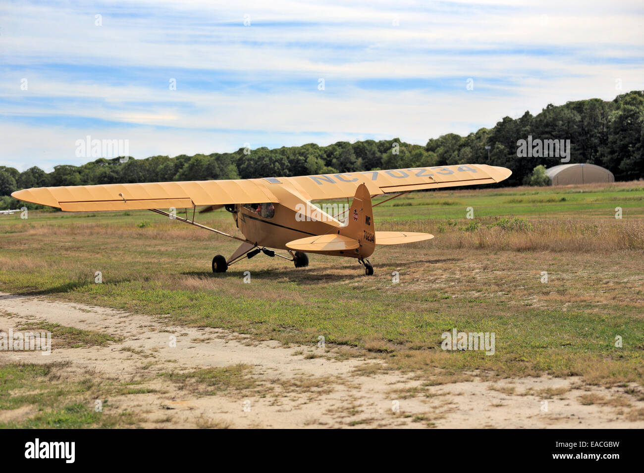 Piper Cub taxiing for takeoff Bayport Aerodrome Long Island New York ...