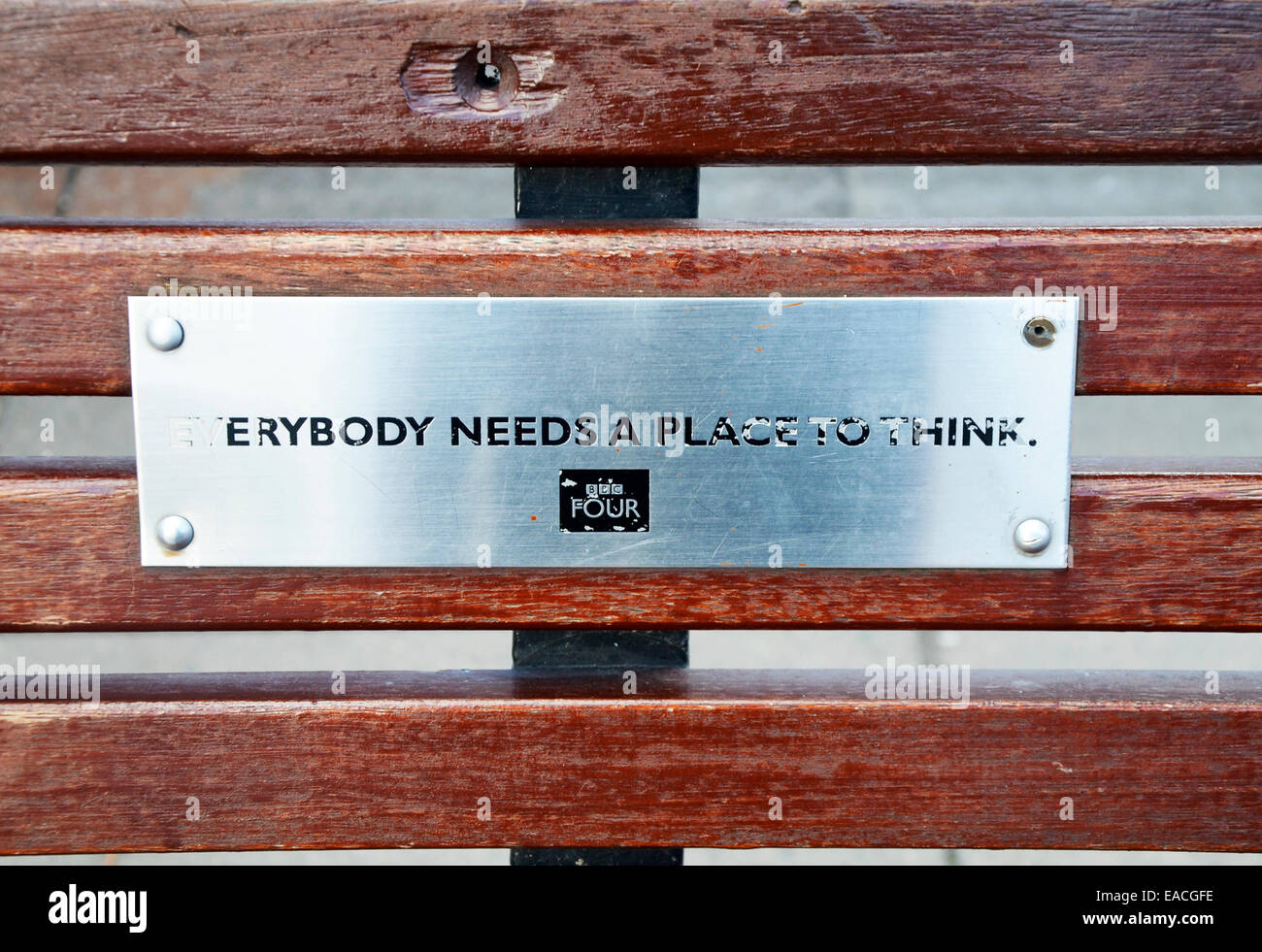 Everybody needs a place to think - A text on a bench on the Thames ...