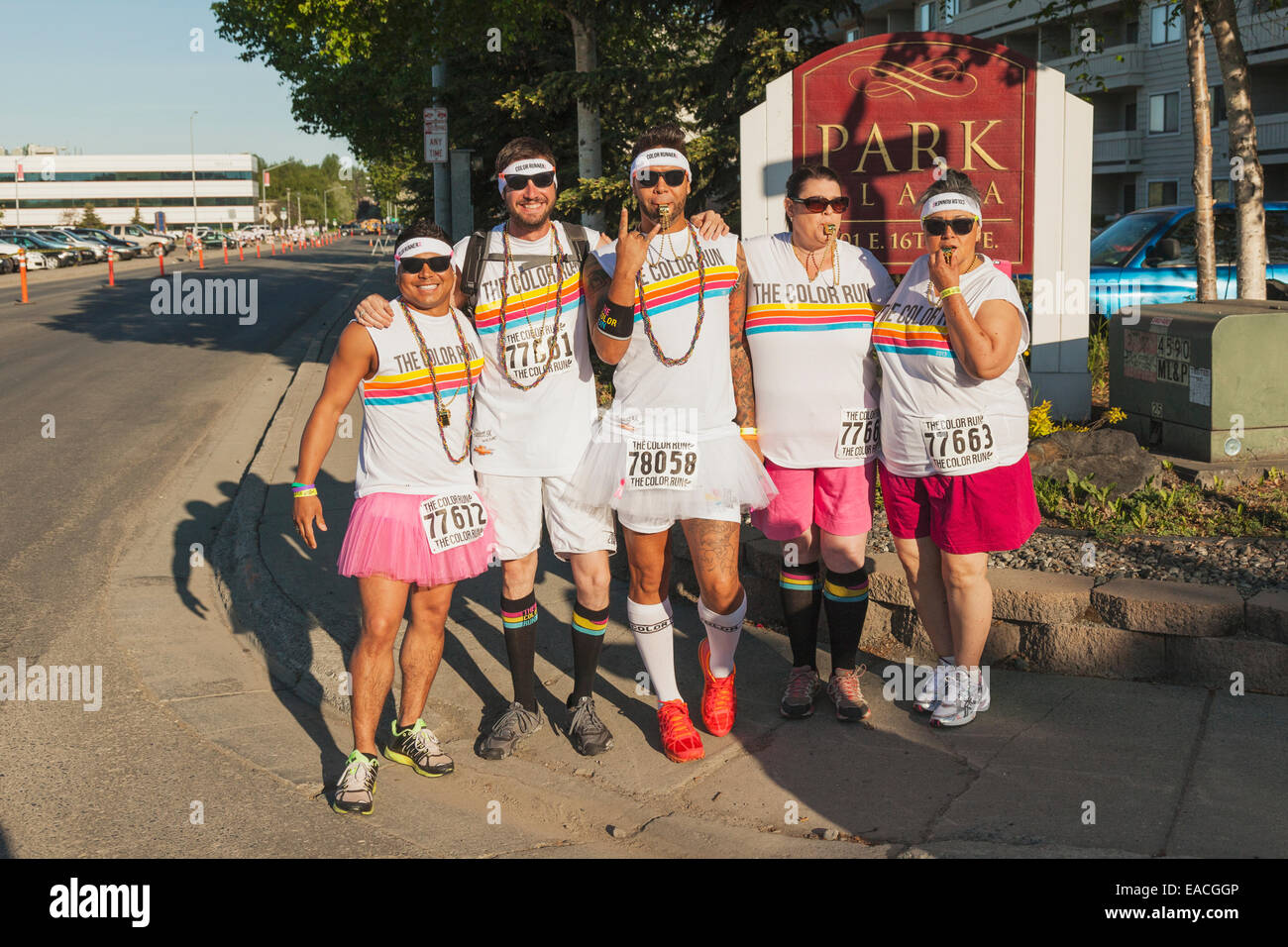 Participants in the Color Fun Run; Anchorage, Alaska, United States of ...