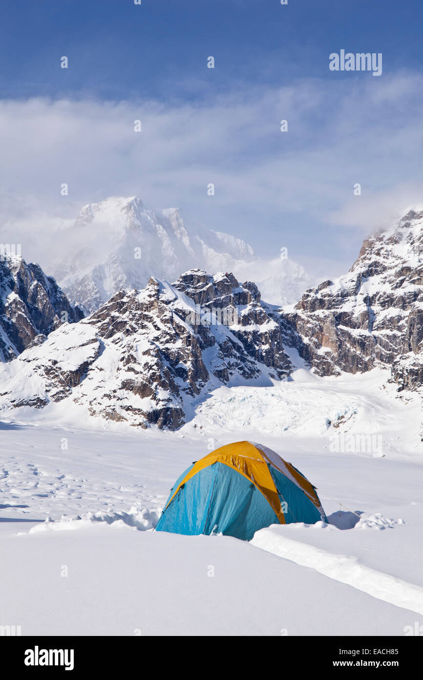 Part of mt dan beard immediately behind tent ruth glacier hi-res stock ...