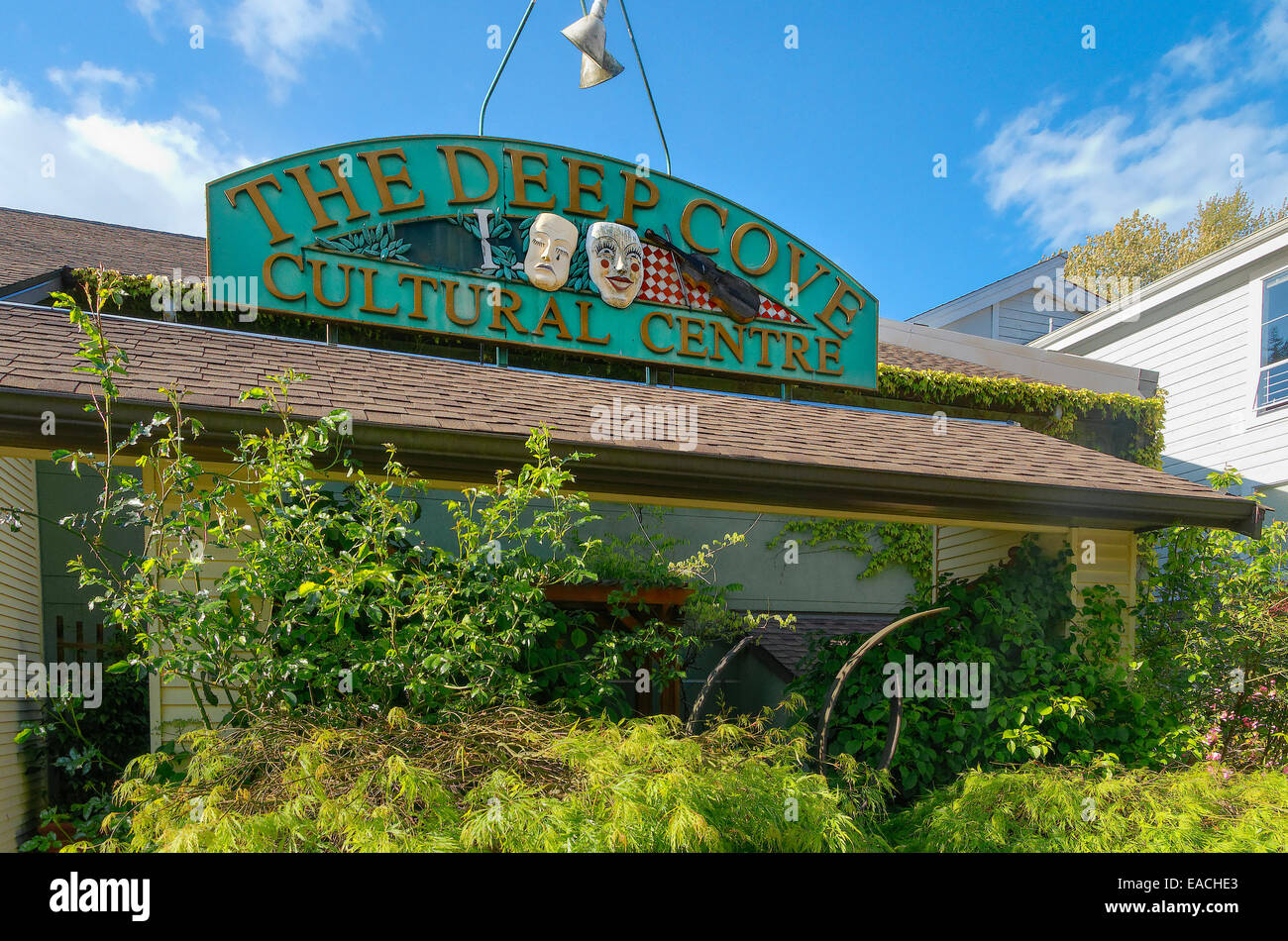 Deep cove cultural centre sign theatre masks deep cove hi-res stock ...