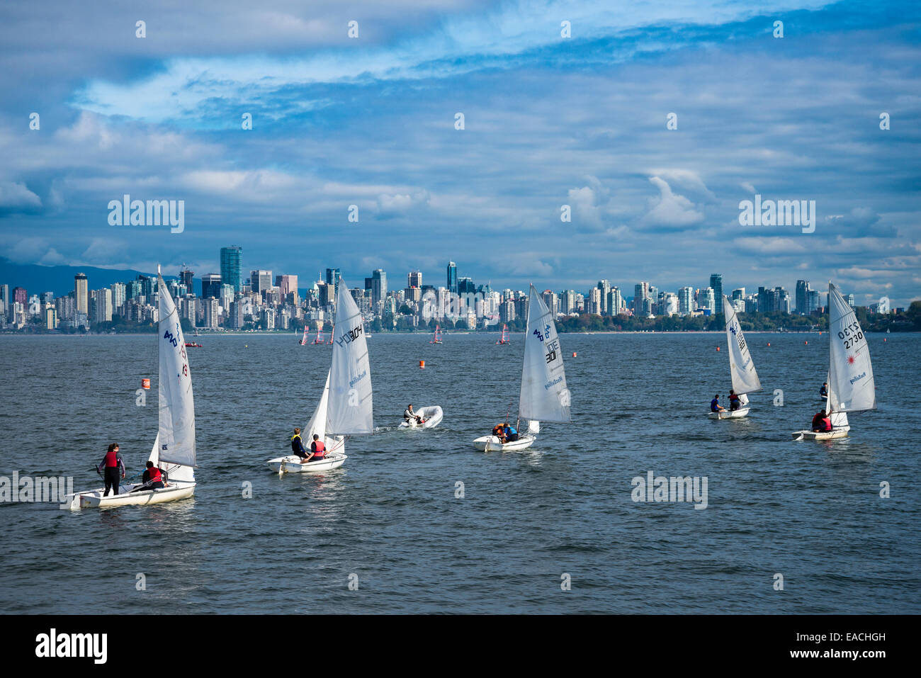 Sailboats in English Bay near Jericho beach, Vancouver, British ...