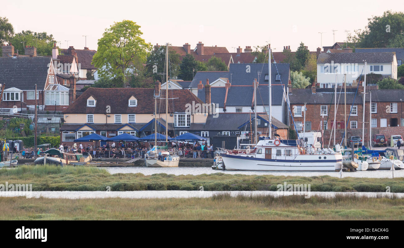 Boats and buildings in the coastal town of Maldon, Essex, United ...