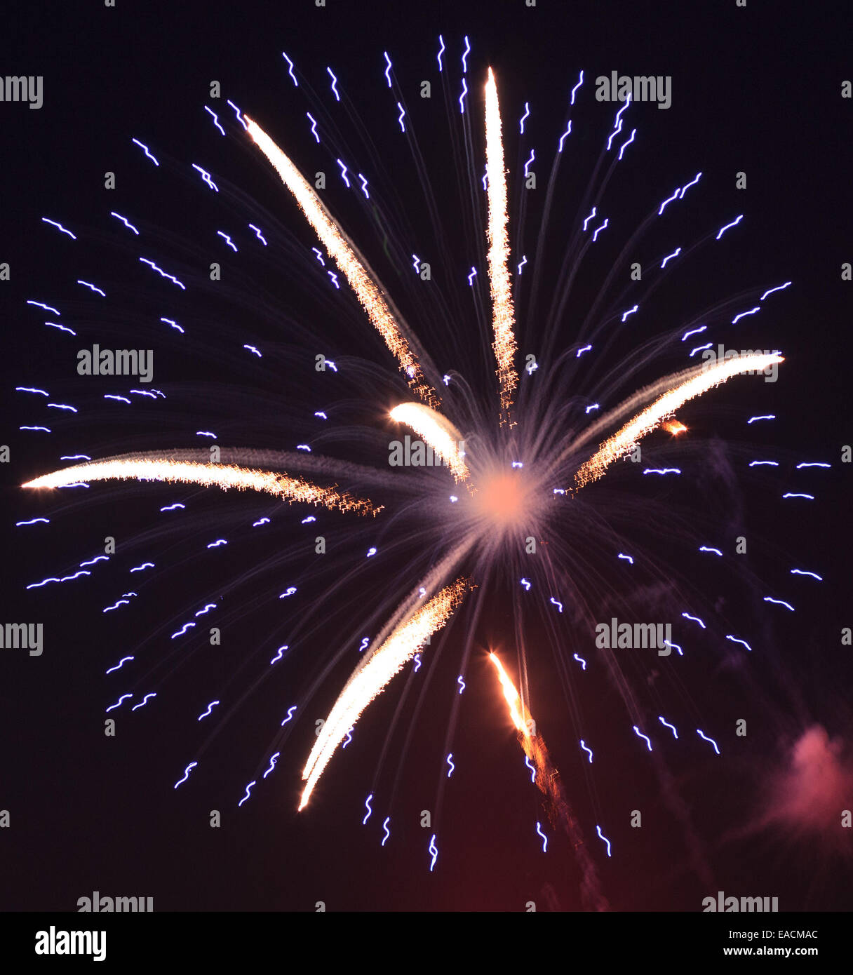 Beautiful fireworks in the night sky Stock Photo - Alamy