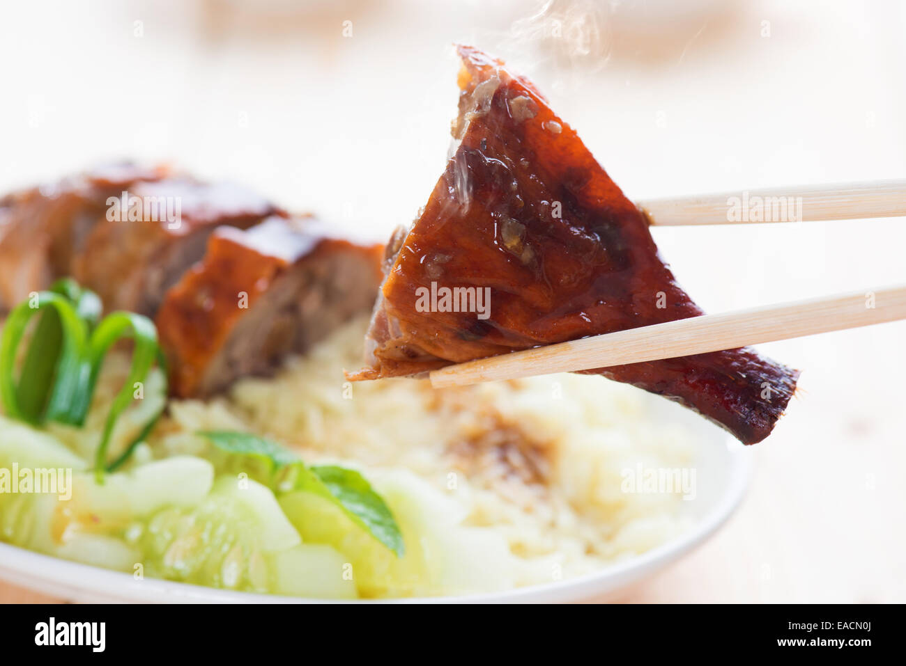 Peking Duck Chinese Roast Crispy Duck Close Up With Chopsticks