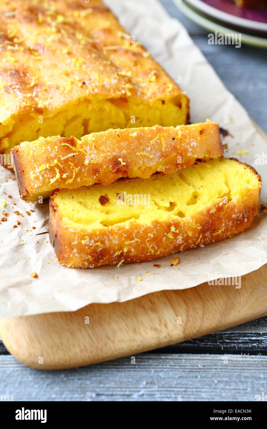 Slices of lemon tea cake, tasty food Stock Photo - Alamy