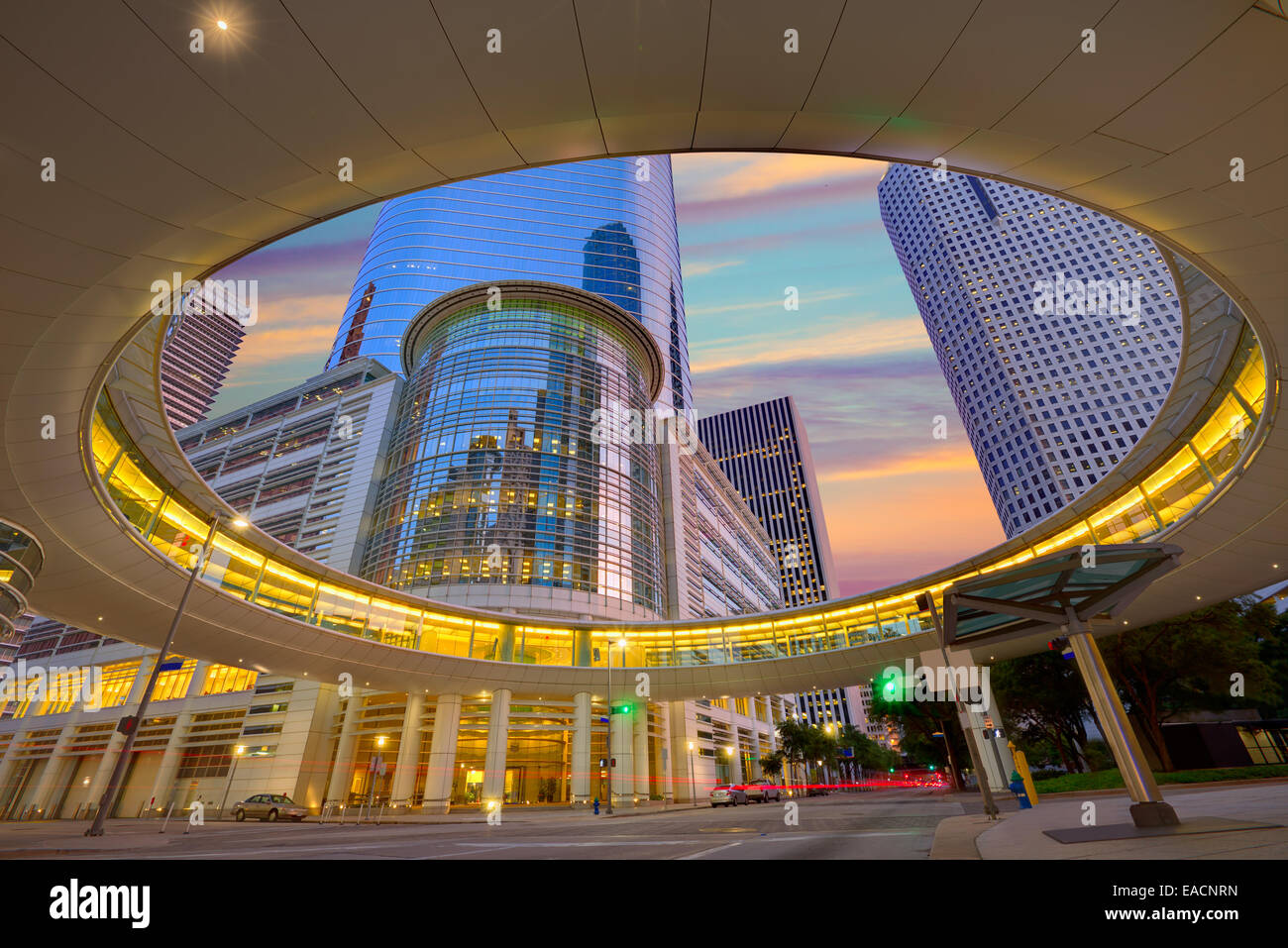Houston Downtown sunset modern skyscrapers at Texas US USA Stock Photo ...