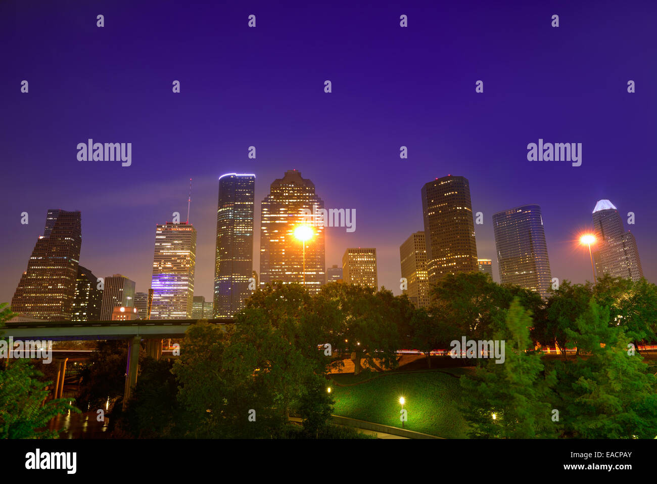 Houston skyline sunset west downtown hi-res stock photography and ...