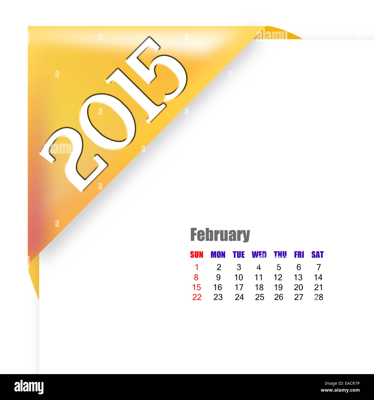 2015 calendar february hi-res stock photography and images - Alamy