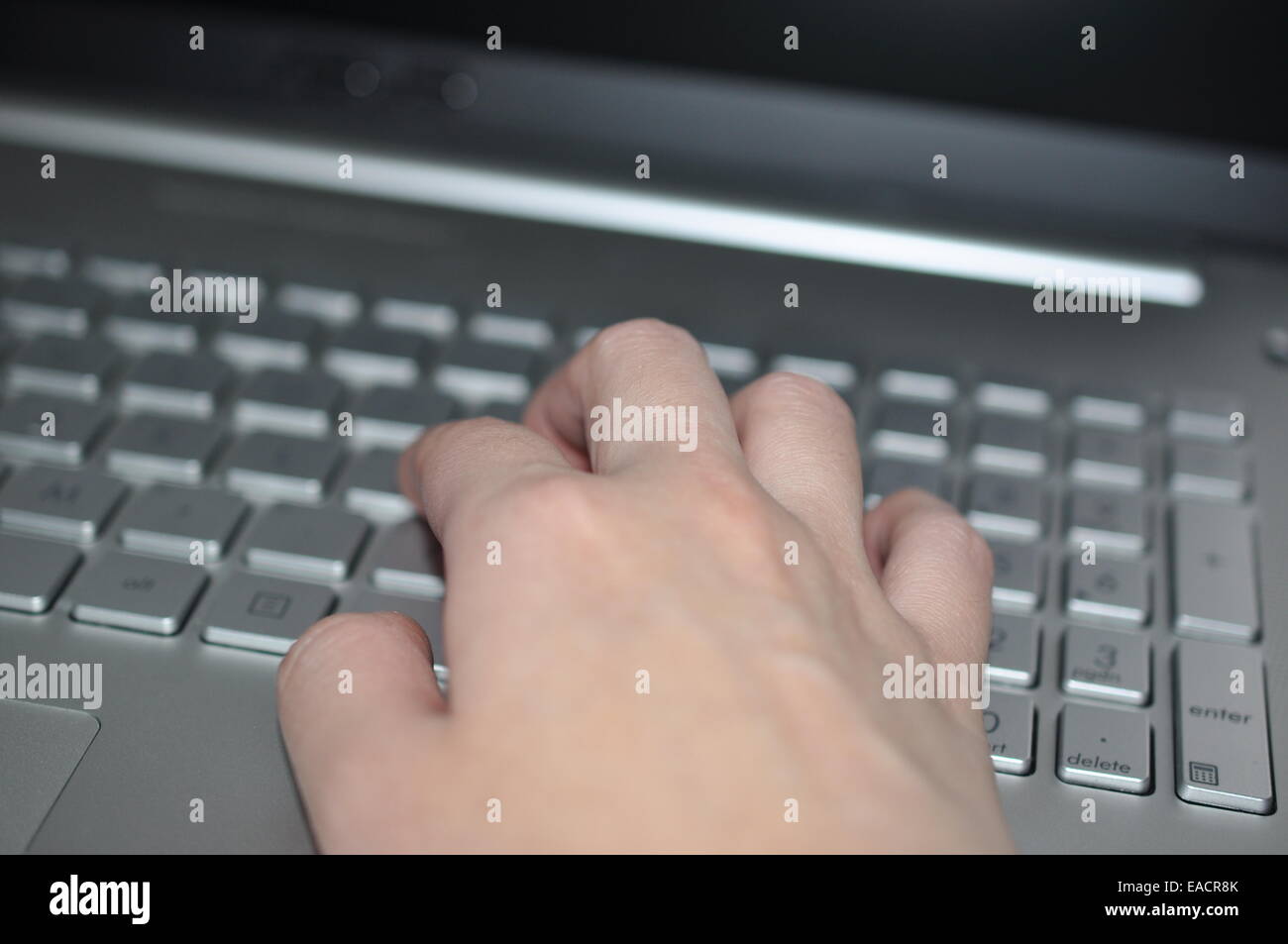 Female hands typing on a laptop Stock Photo - Alamy