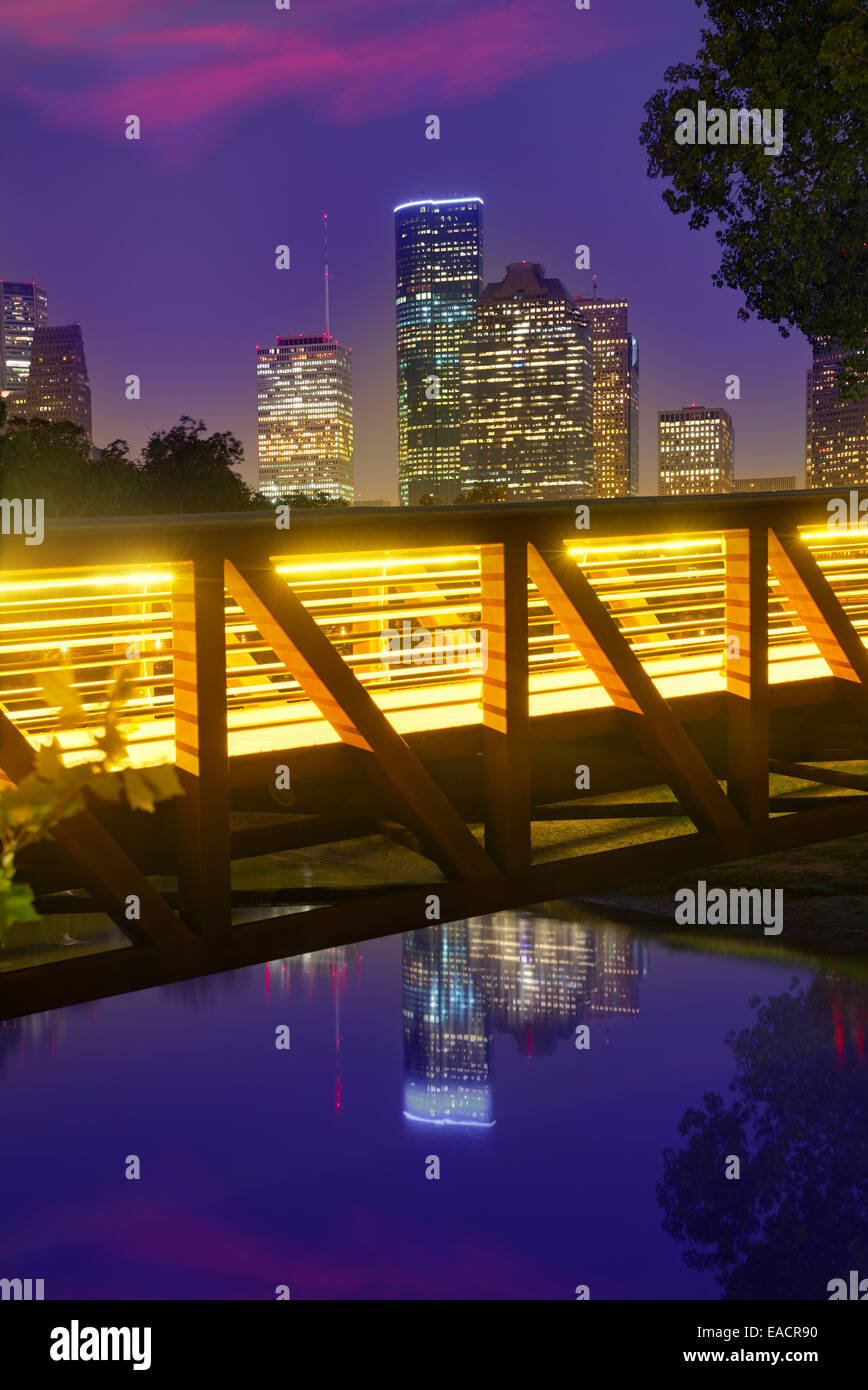 Houston sunset skyline from Memorial park at Texas US Stock Photo - Alamy