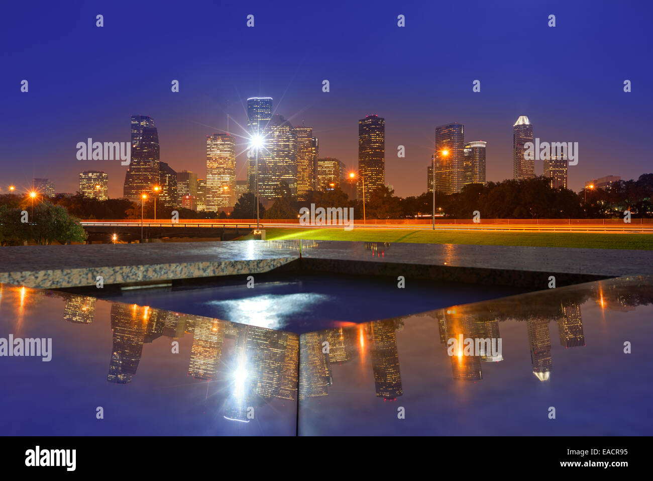 Houston Skyline Memorial Reflection 8 Bridges Crossing Buffalo Bayou
