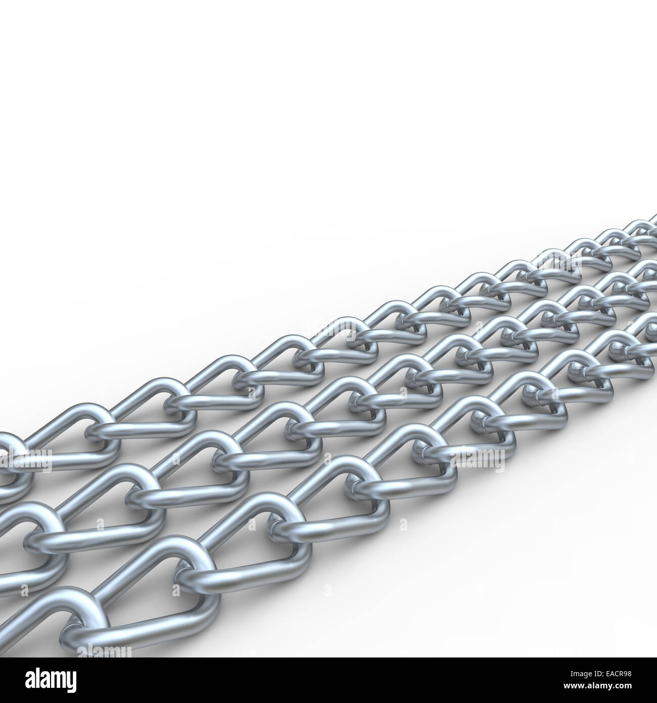 three silver steel chains with decorative twisted links on a white ...