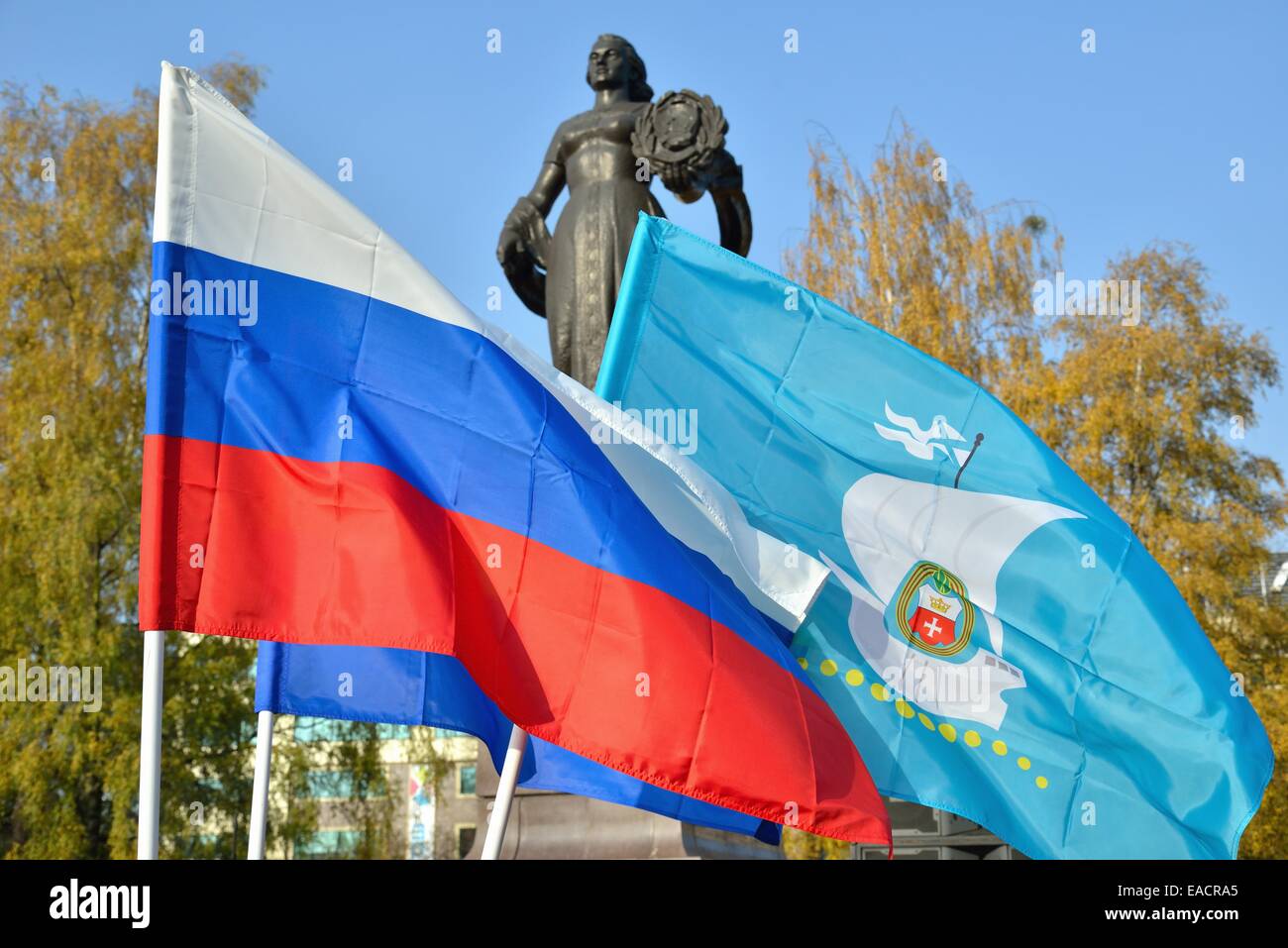 Flags of the Russian Federation and Kaliningrad on the background of ...