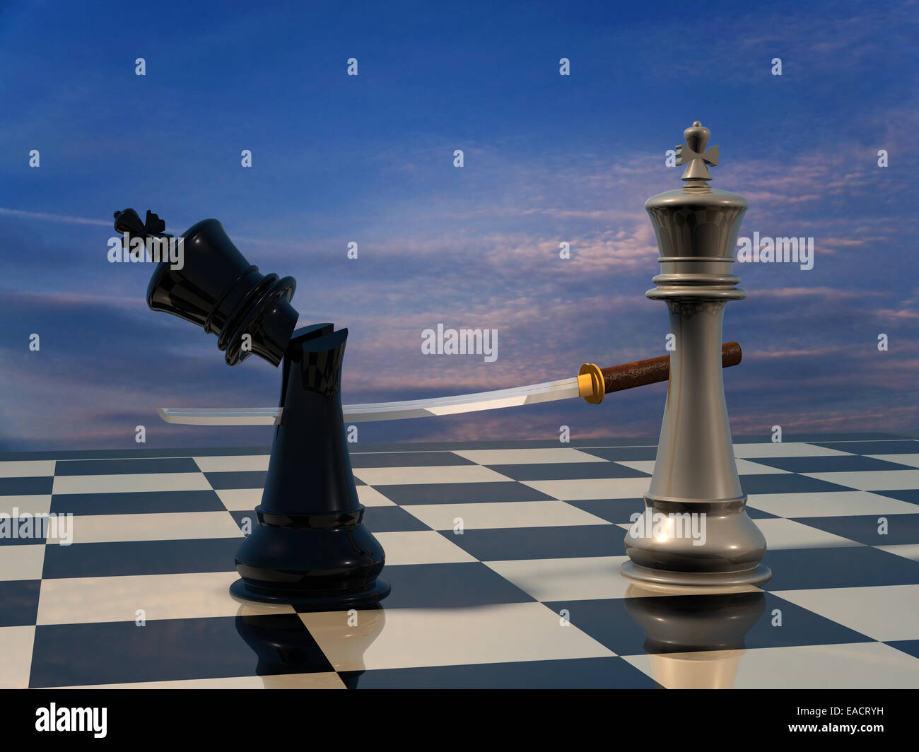 End of the battle: Chess King is being defeated his opponent Stock ...