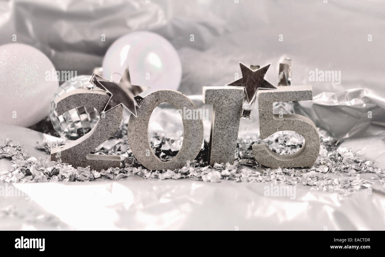 numbers forming 2015 standing in a silver decoration Stock Photo - Alamy