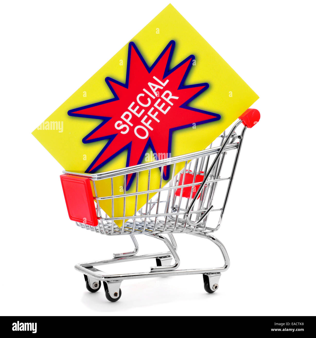a colorful signboard with the text special offer on a shopping cart on ...