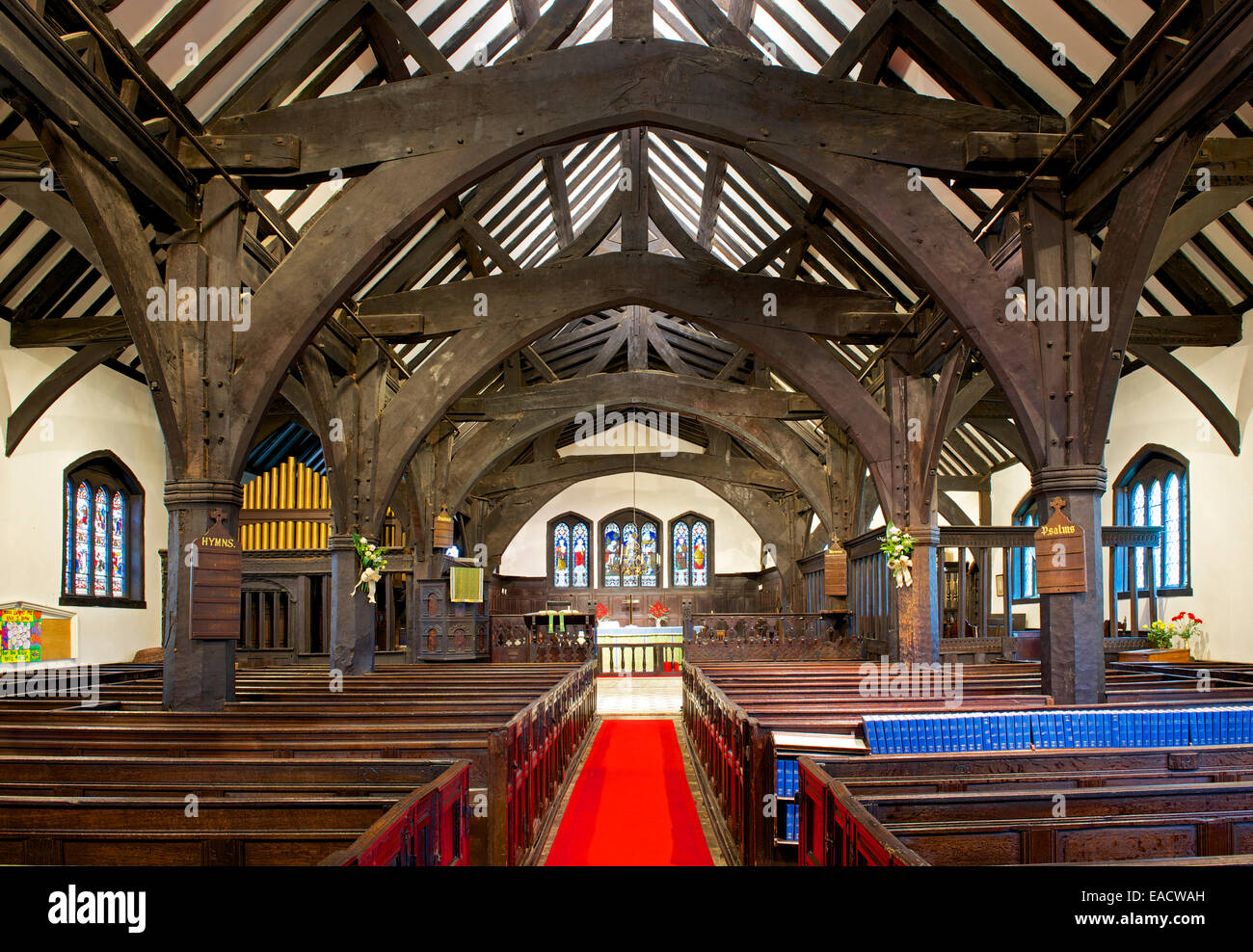 The nave of St Oswald's Church, Lower Peover, Cheshire, England UK ...