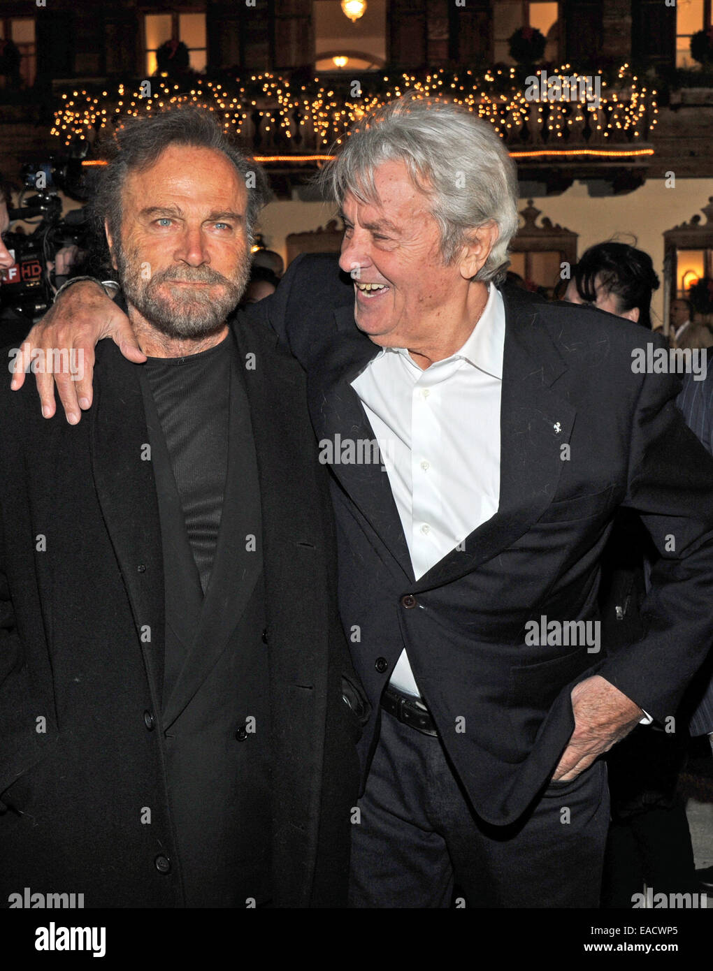 Salzburg, Austria. 11th Nov, 2014. Actors Alain Delon (R) and Franco ...