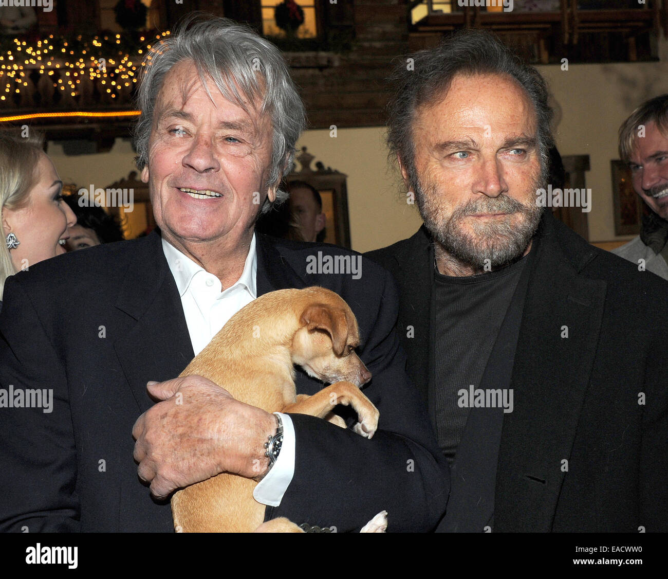 Salzburg, Austria. 11th Nov, 2014. Actors Alain Delon (L) and Franco ...