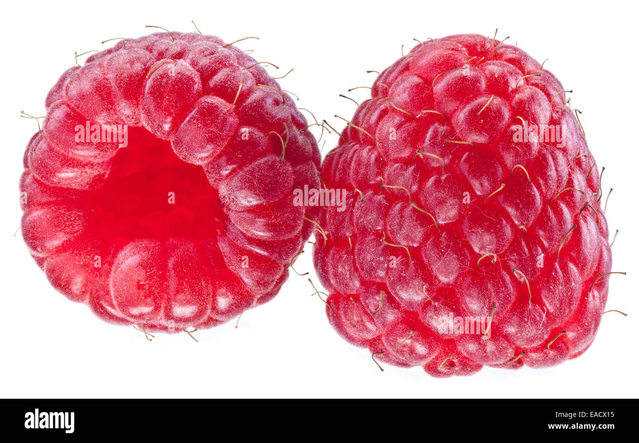 Two raspberries isolated on a white background Stock Photo - Alamy