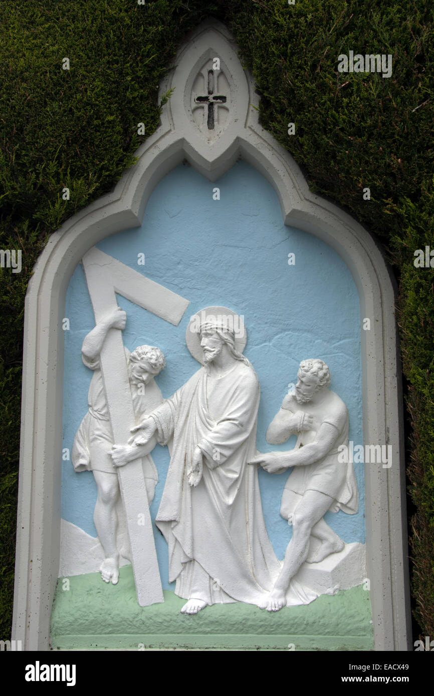 EIRE; MAYO; KNOCK; SHRINE; STONE RELIEF 2ND STATION OF THE CROSS Stock ...