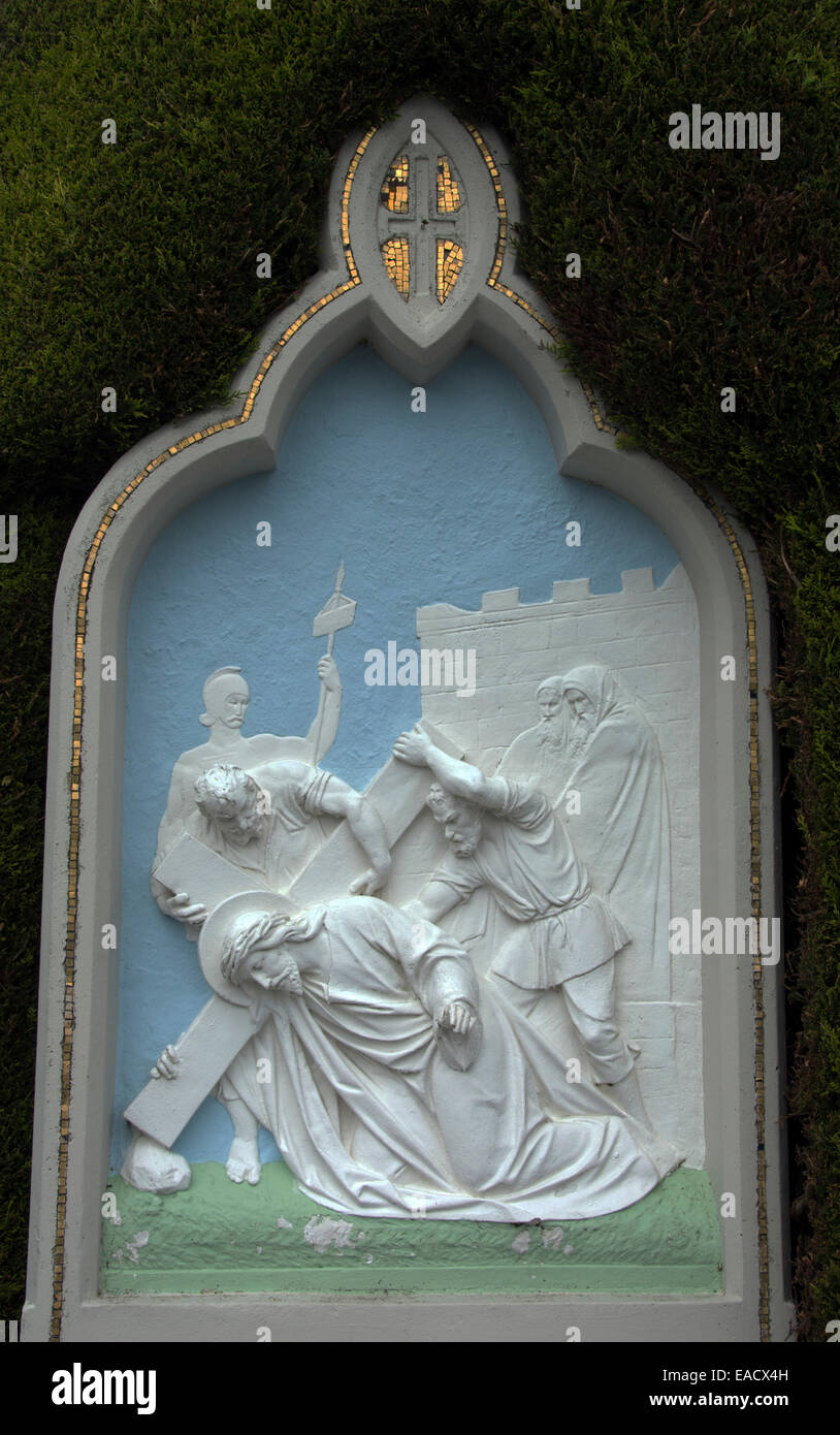 EIRE; MAYO; KNOCK; SHRINE; STONE RELIEF 3RD STATION OF THE CROSS Stock ...