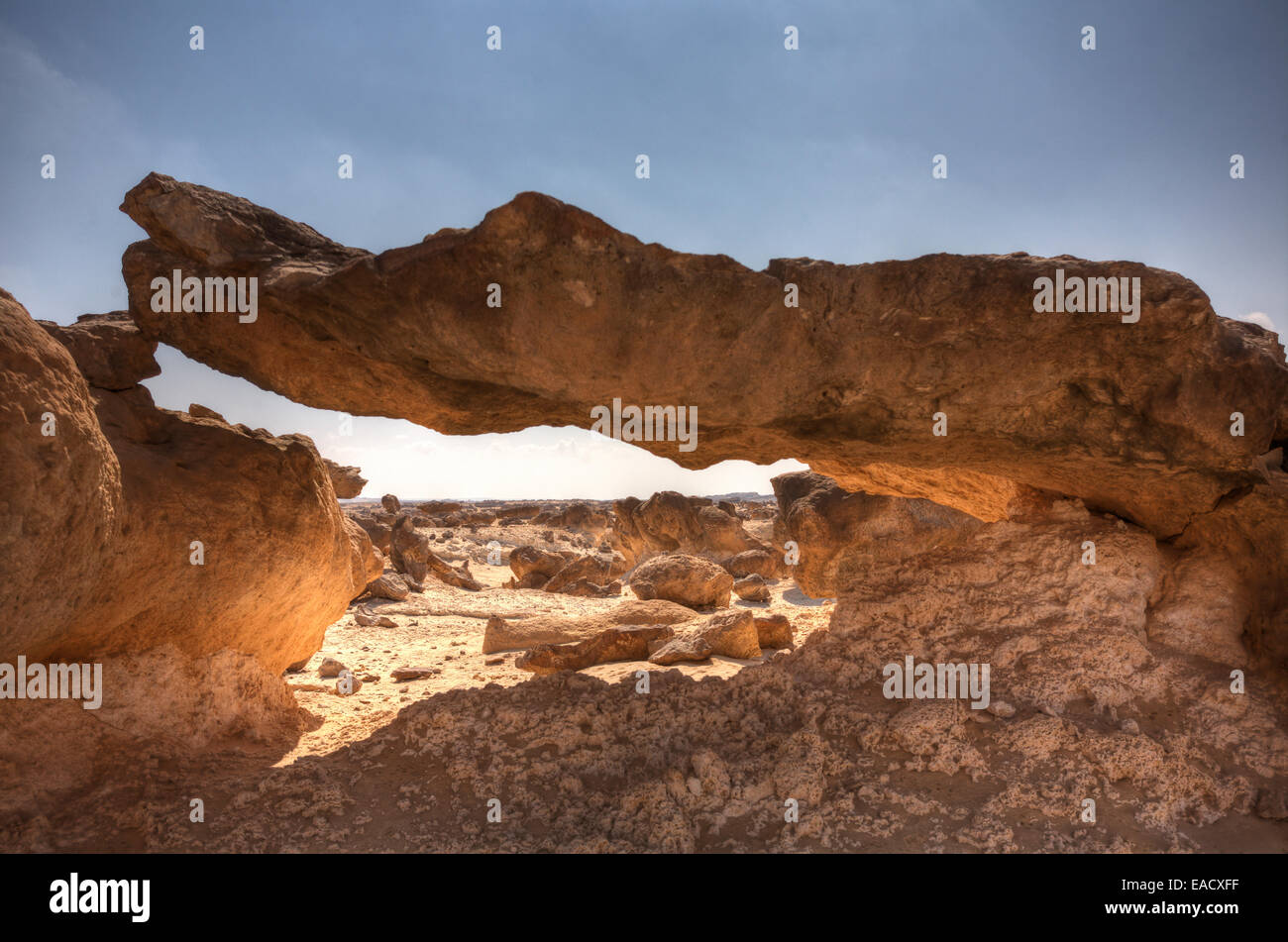 Rock Garden or Duqm Stone Park in the evening light, Duqm, Oman Stock ...