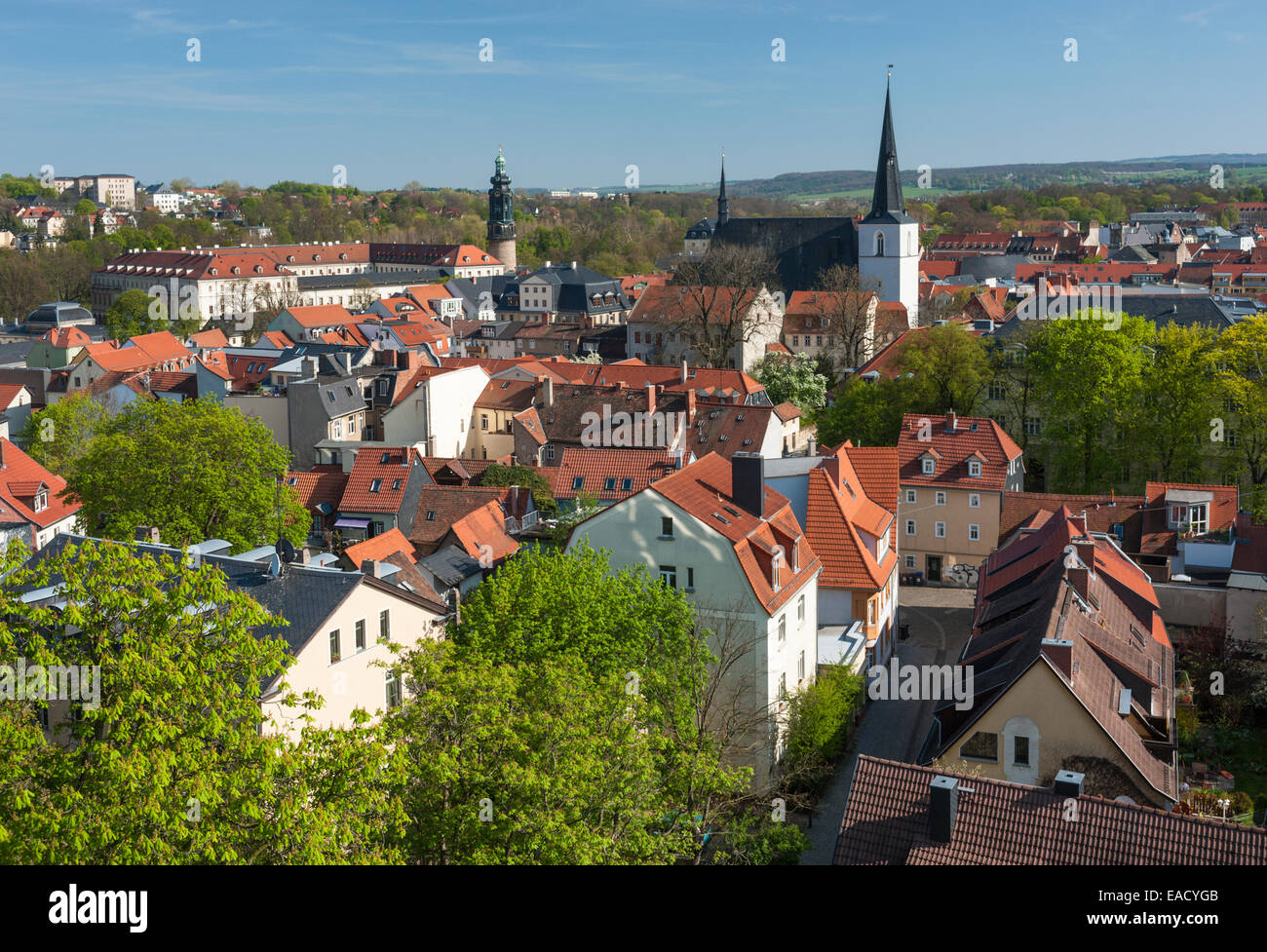 Historic centre of Weimar with Herderkirche Church and the City Palace ...
