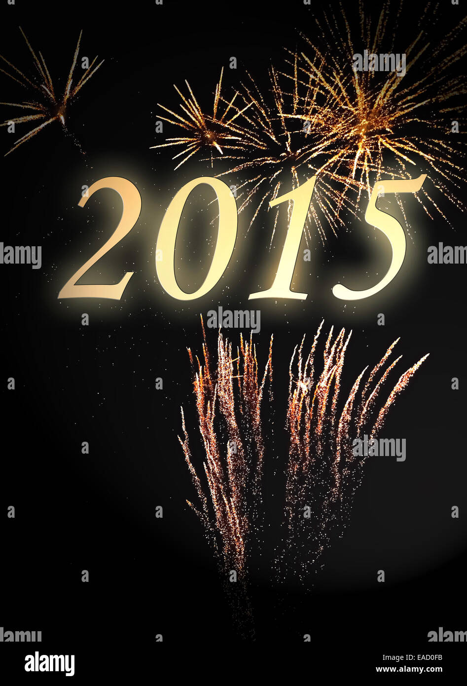 new year 2015 on a fireworks with gold glitter Stock Photo - Alamy