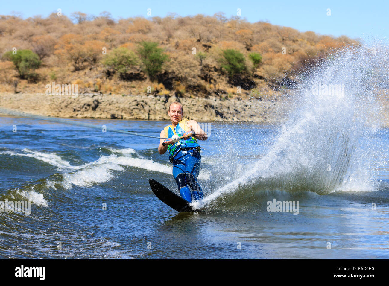 Man water skiing on a monoski, Von Bach Dam, Namibia Stock Photo - Alamy