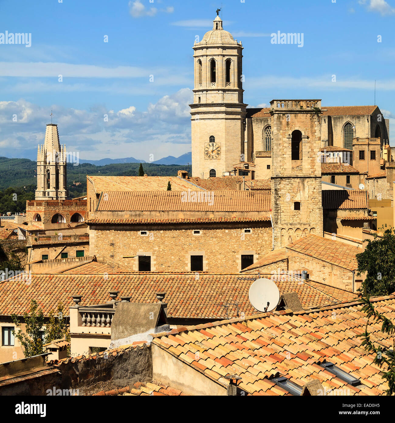 View Of Girona Cathedral From City Walls Spain Stock Photo - Alamy
