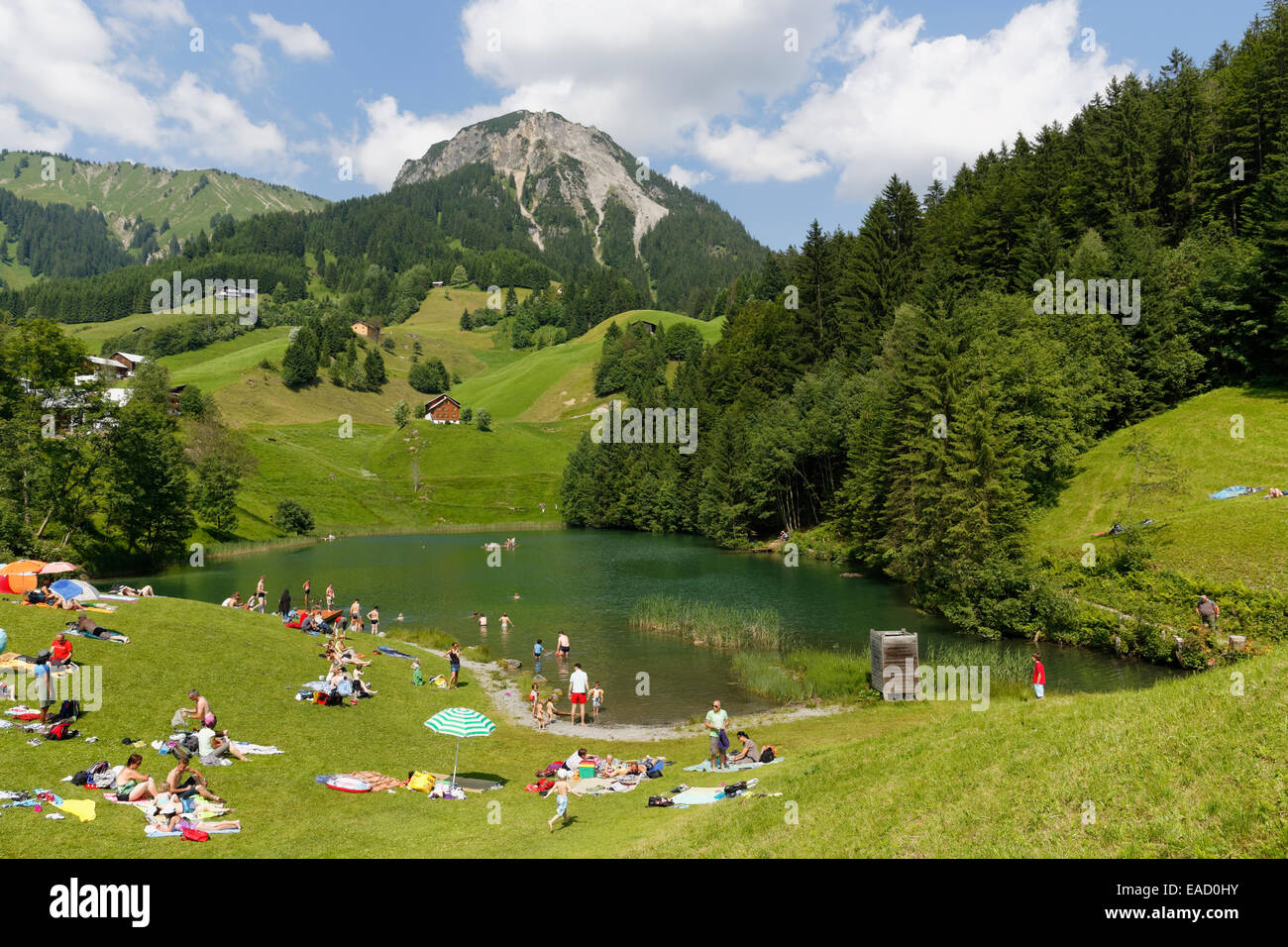 Seewaldsee lake near Fontanella, in front of Blasenka Mountain, Großes ...