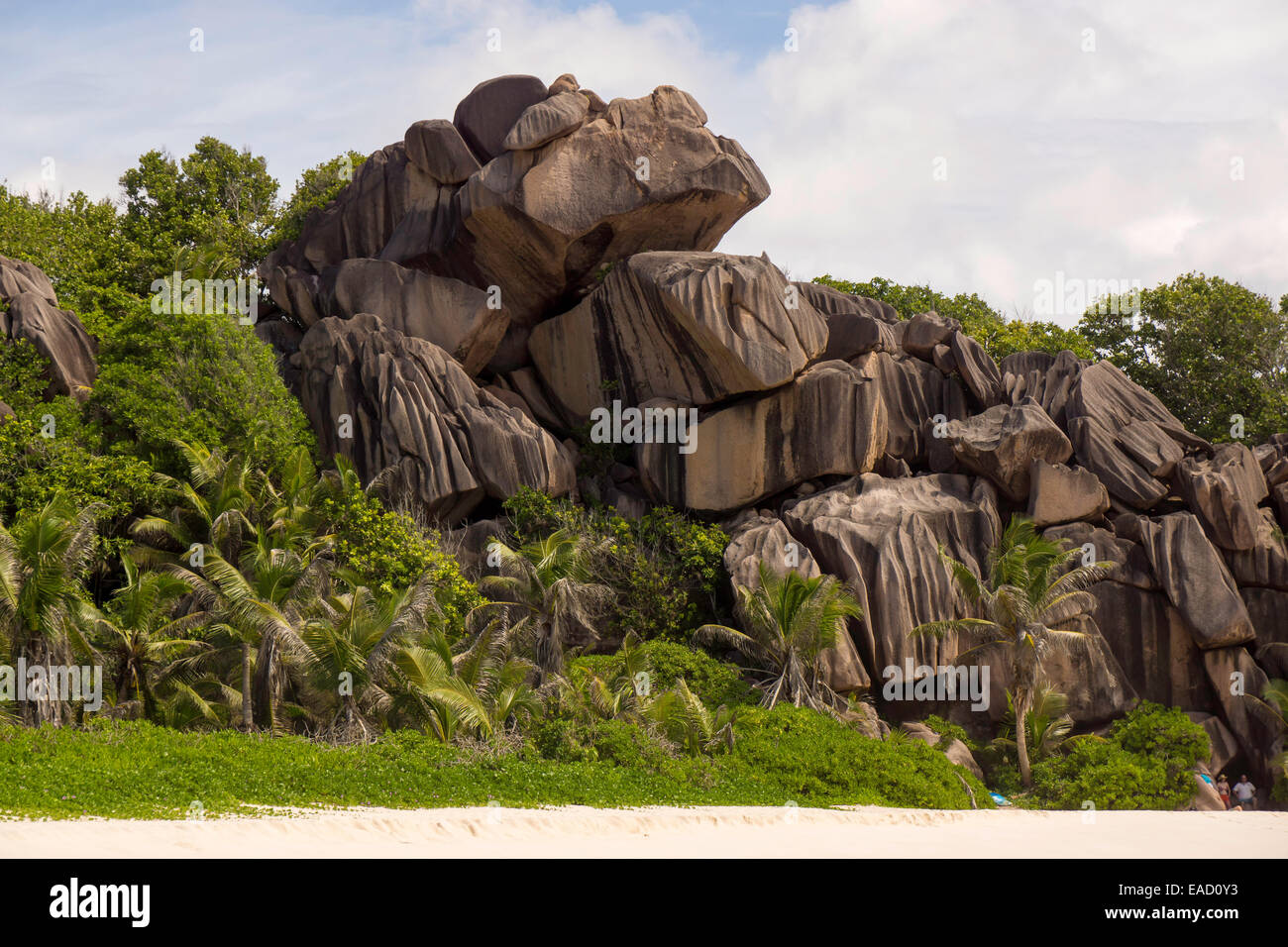 Rock formations typical for the Seychelles, at the beach, Grand Anse ...