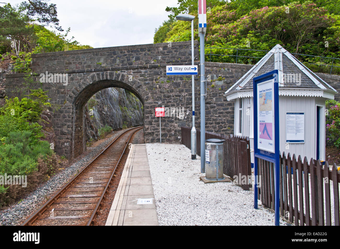 Remote railway station at Duncraig on the scenic Inverness to Kyle of ...