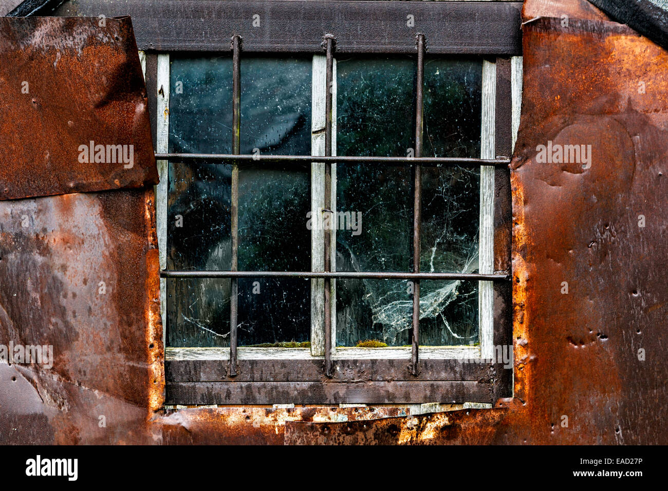 Wooden window with metal bars hi-res stock photography and images - Alamy