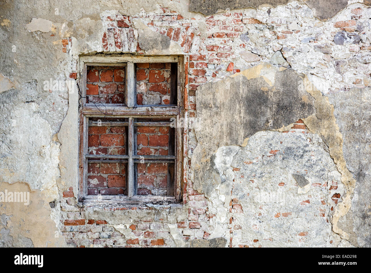 Closed blocked window and old stone wall background Stock Photo - Alamy