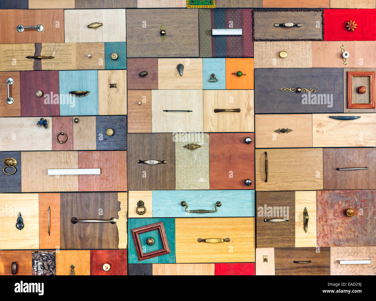 Various little colorful drawers - interior detail Stock Photo - Alamy