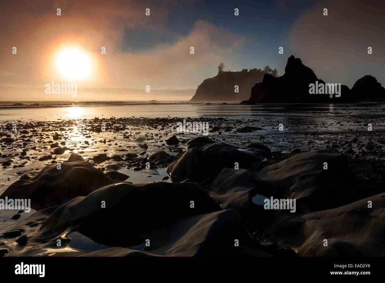 Sunset at Ruby Beach, Olympic National Park, Washington, United States ...