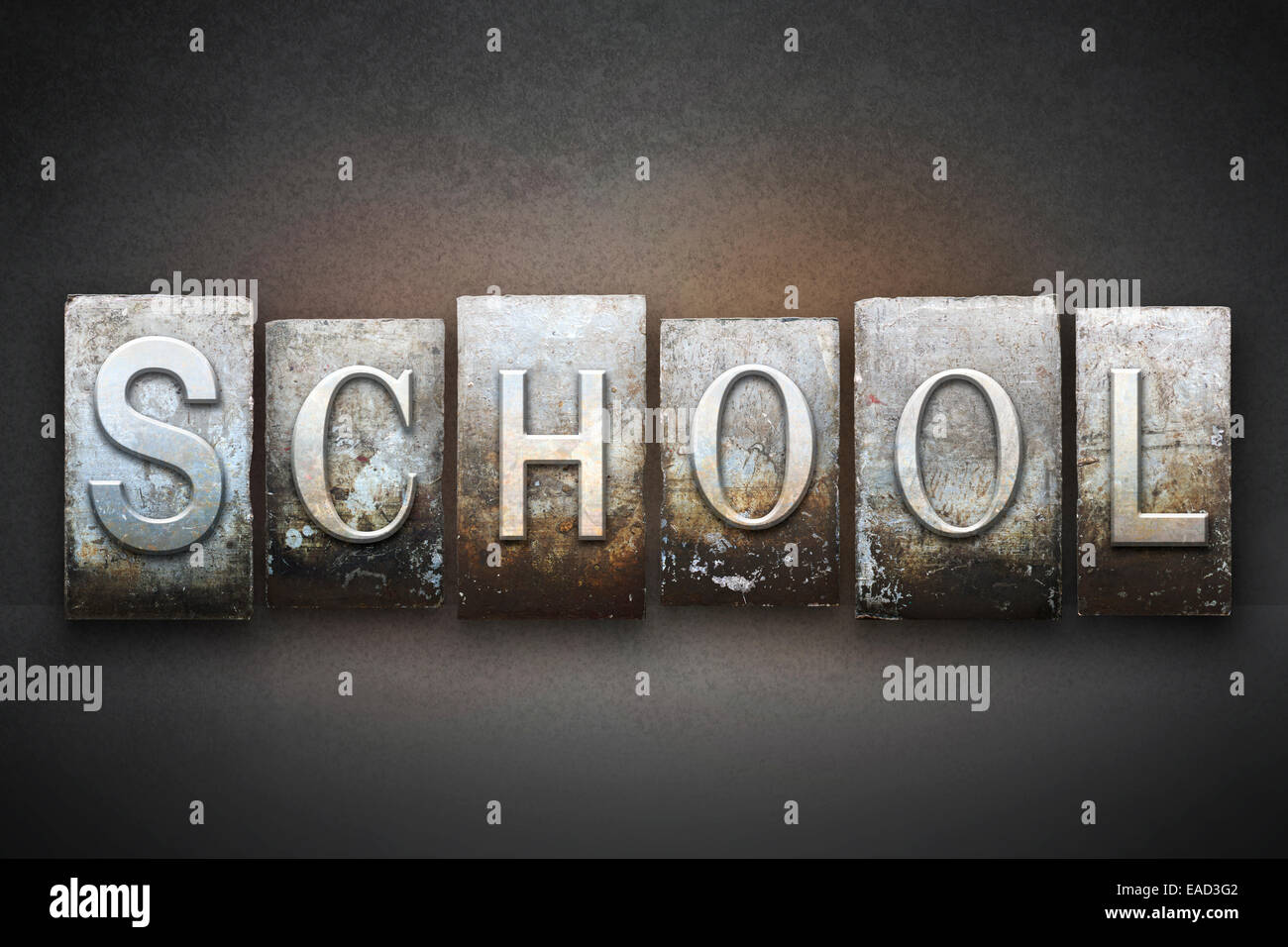The word SCHOOL written in vintage letterpress type Stock Photo - Alamy