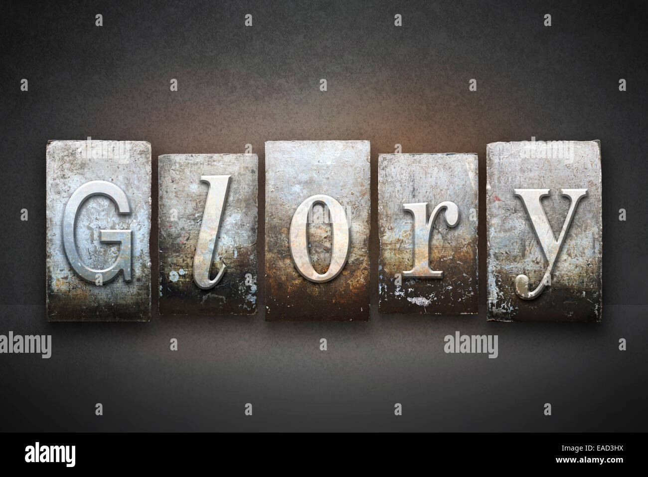The word GLORY written in vintage letterpress type Stock Photo - Alamy