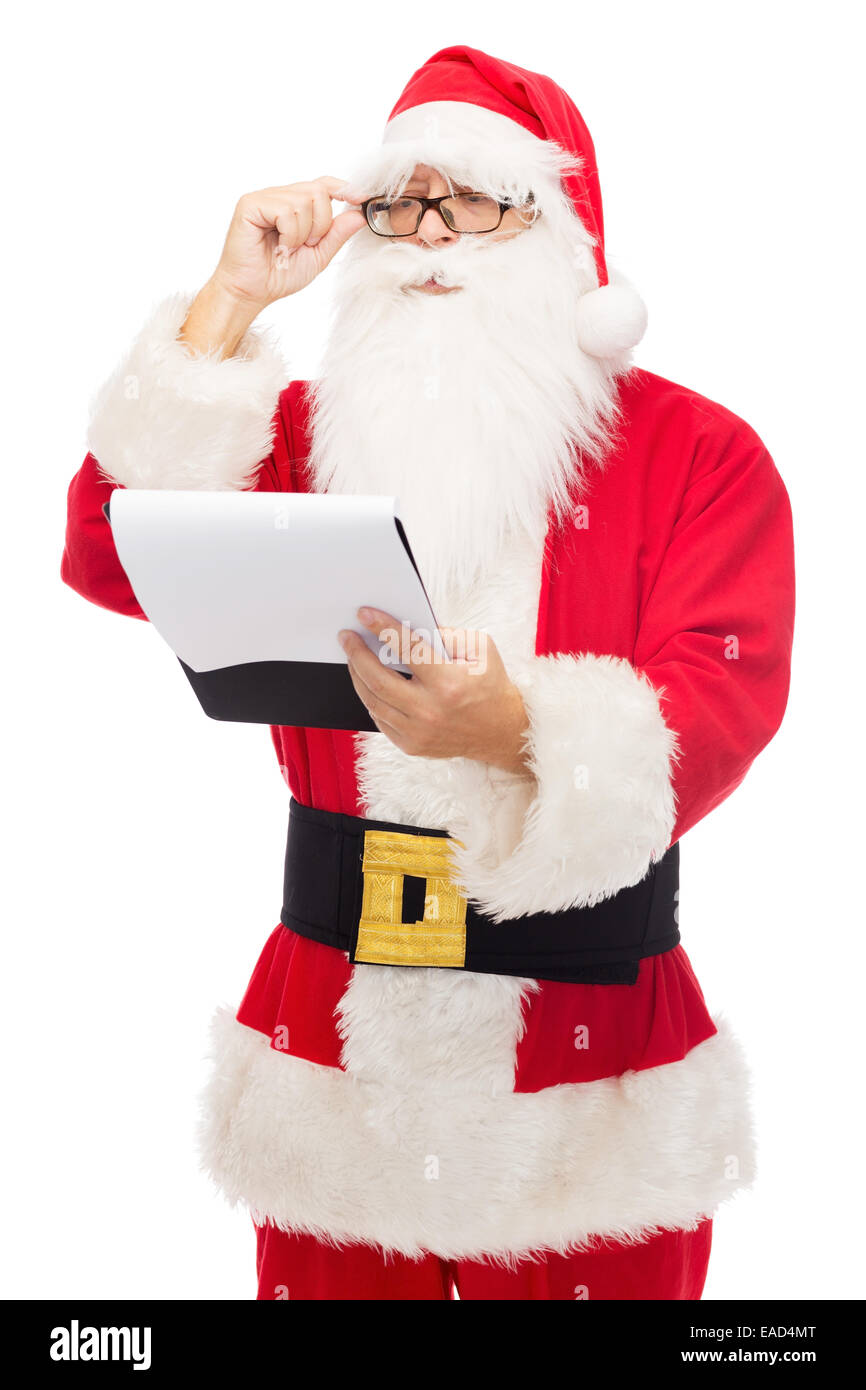 man in costume of santa claus with notepad Stock Photo - Alamy